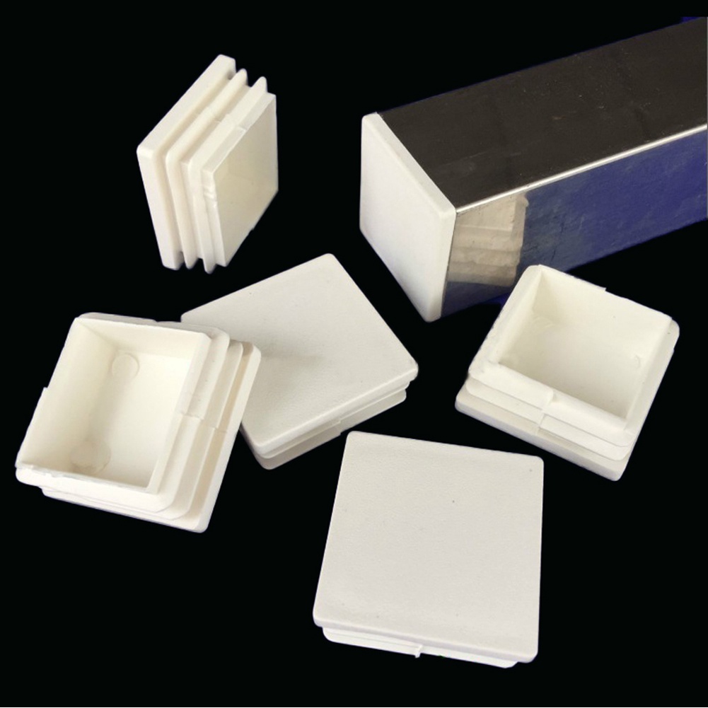 White Square /Rectangle Plastic End Caps Blanking Plugs Tube Box ...