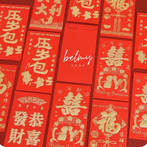 6pcs Angpao Chinese Red Envelope Gold Embossed New Year Packet Goodluck ...