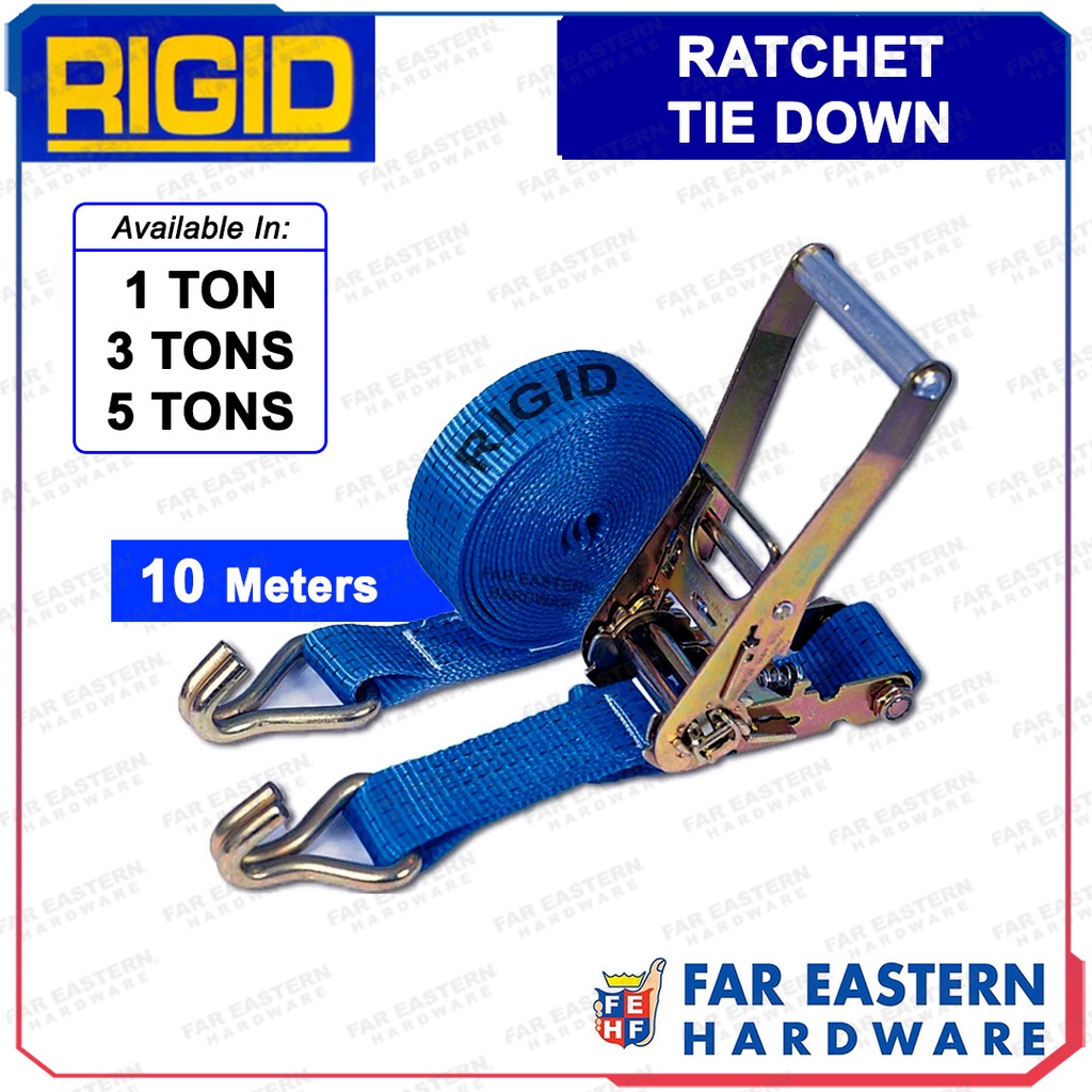 RIGID Ratchet Tie Down Strap 1T | 2T | 5T 10 Meters | Shopee Philippines