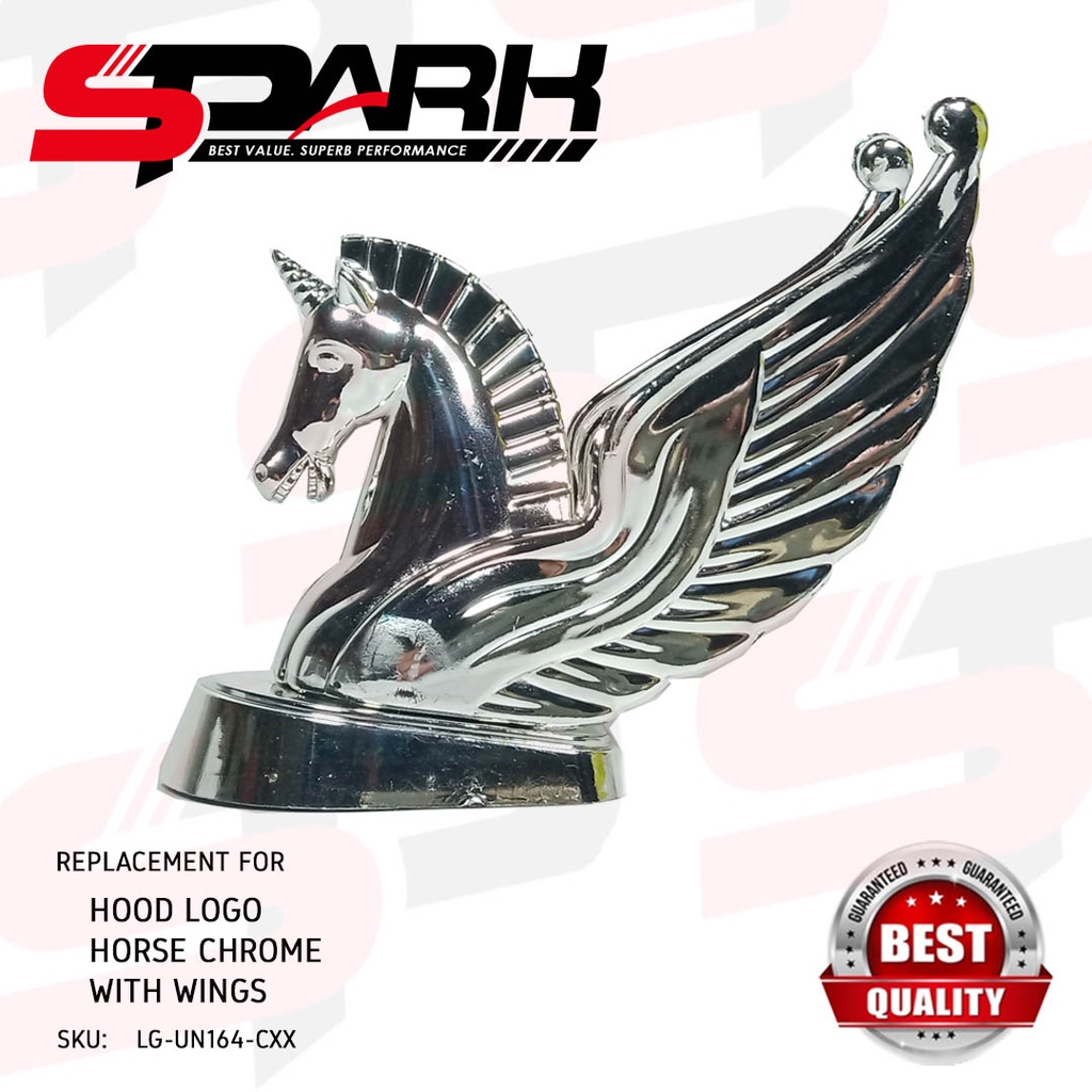 Car Ornament Decor Car Decal Hood Logo Horse with Wings Chrome ...
