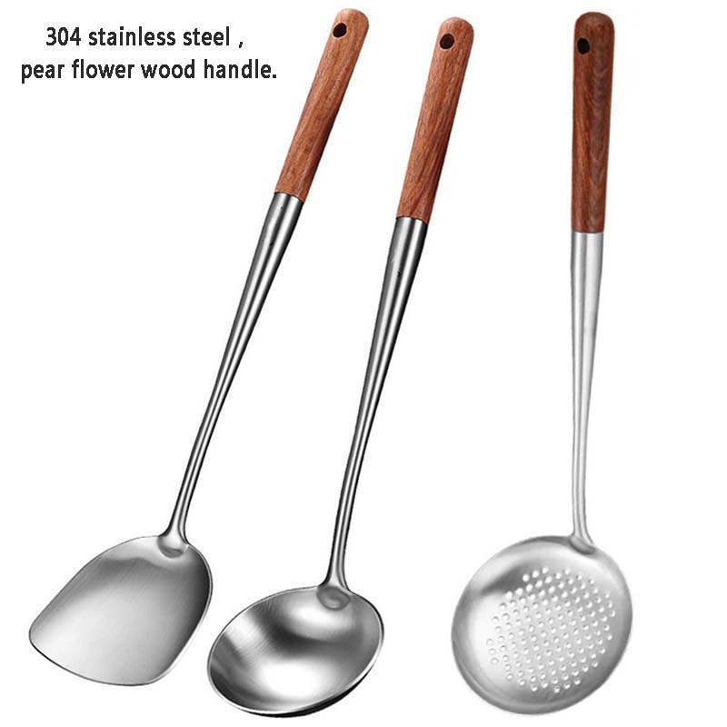 304 Stainless Steel Spatula And Ladle Skimmer Tool Set 17 Inch Spatula