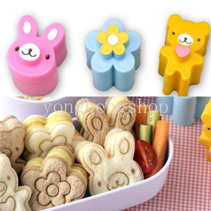 3pcs/set Bear Flower Rabbit Shaped Sandwich Cutter Sushi Mold Bread ...