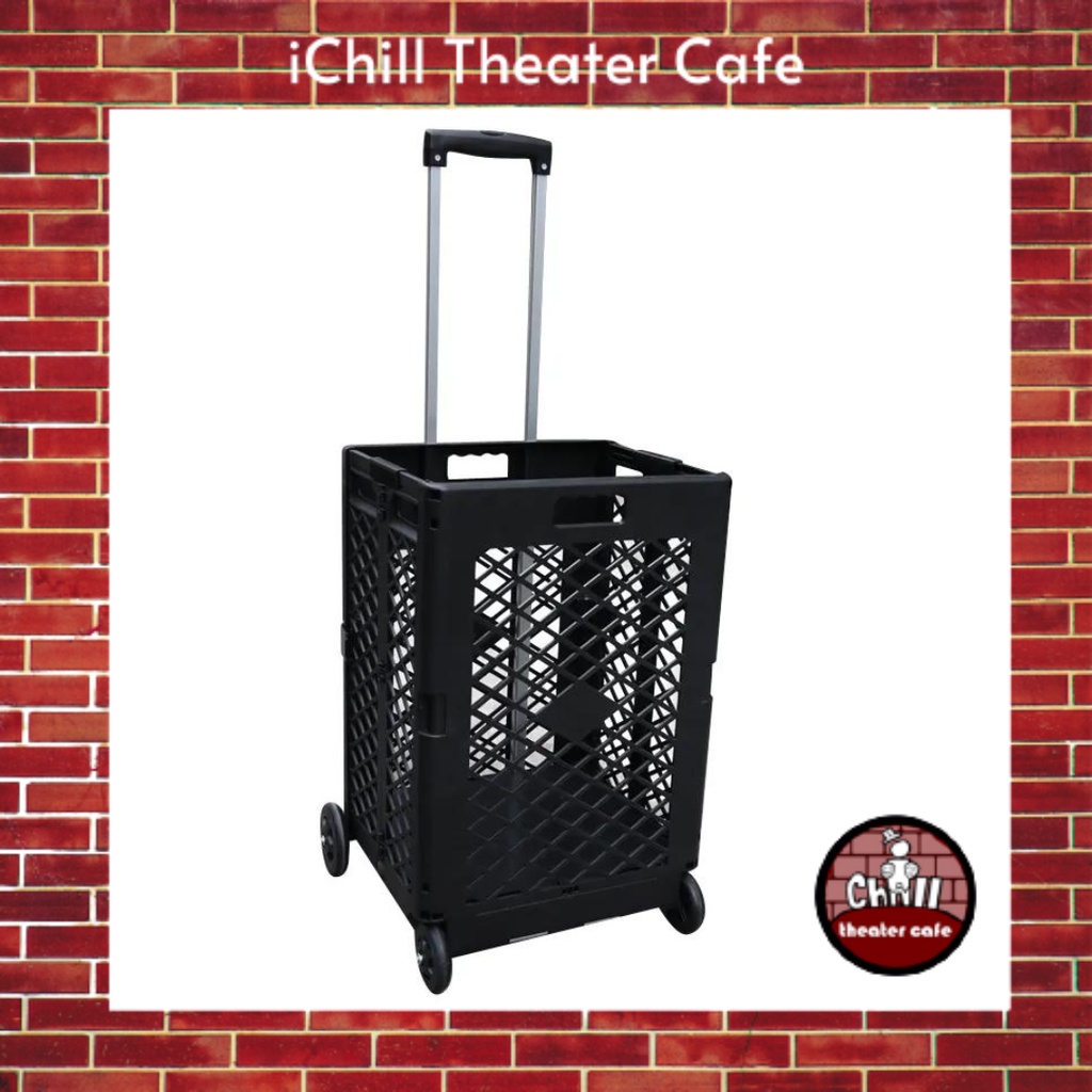 Heavy Duty Plastic Foldable Collapsible 4 Wheeled Grocery Supermarket ...