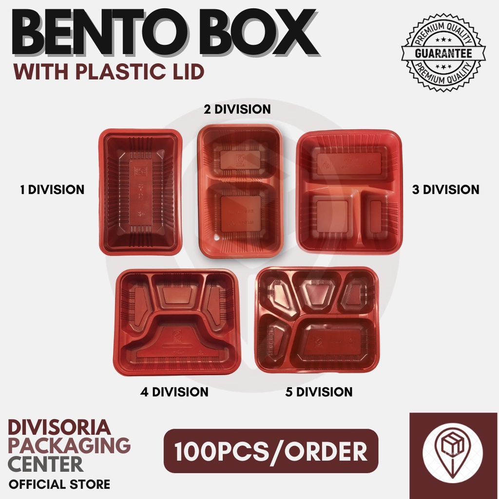 (100pcs) Bento Box Tray with Plastic Lid [ 1 / 2 / 3 / 4 / 5 Division ...