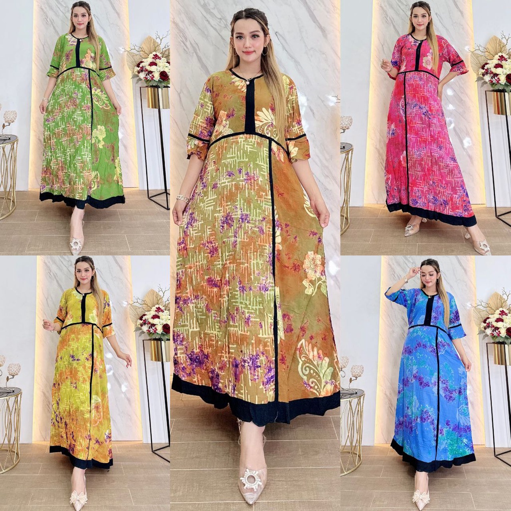 Negligee Dress Maura Batik Cap Rayon Grade A Front Zipper | Women's ...