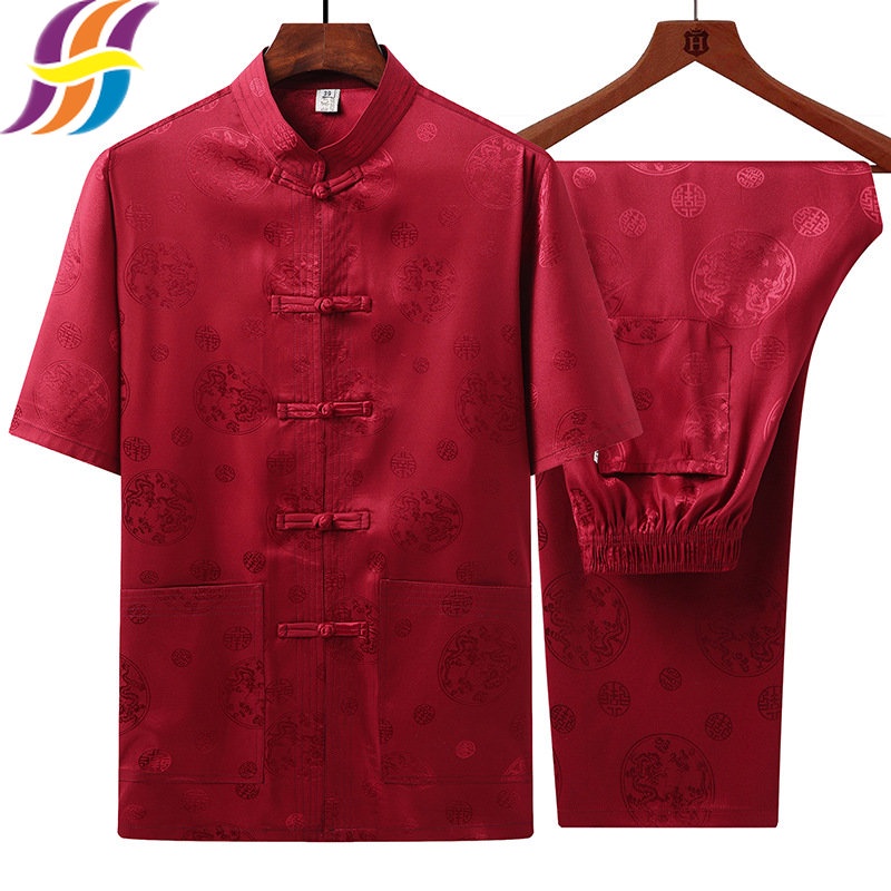 Thang Suit Men 2 Pieces Outfits Chinese Traditional Uniform Men Shirt ...