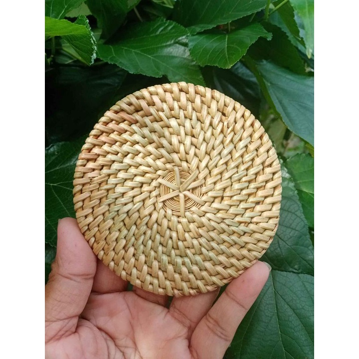 Rattan Woven Placemat Rattan Tea Coaster Round Table Mat Desktop Coffee ...