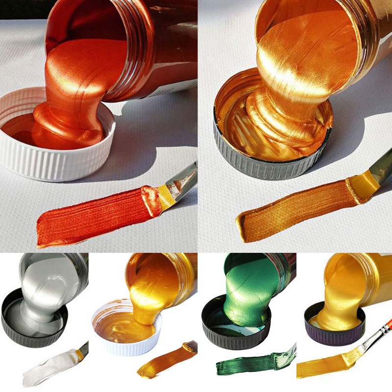 [COD/Ready] 300ml Gold Paint Metallic Acrylic Painting Waterproof ...