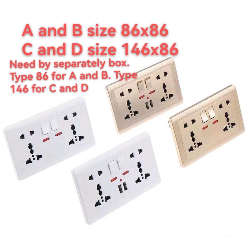 Dk COD universal power socket 5 holes dual usb charger port socket ...