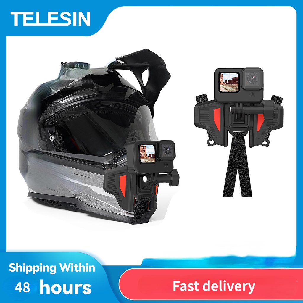 TELESIN Motorcycle Helmet Mount Strap Flodable Front Chin Mount for ...