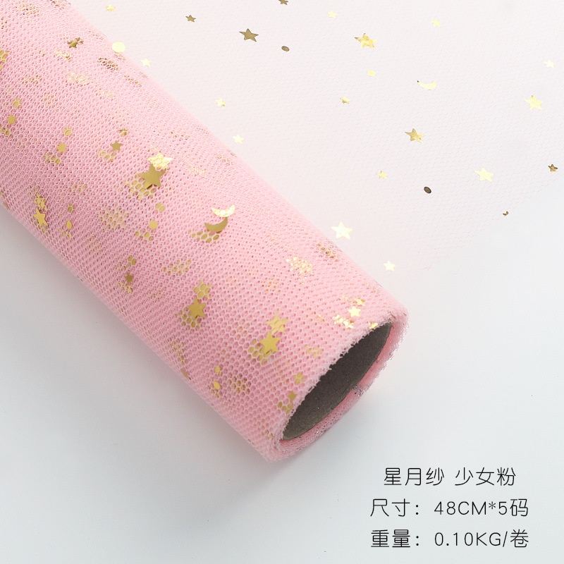 Star and moon gauze flower wrapping paper Flower Bouquet Lace Gauze ...