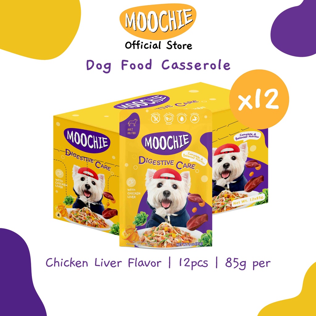 Moochie Value Box Wet Dog Food Casserole Digestive Care Chicken Liver ...