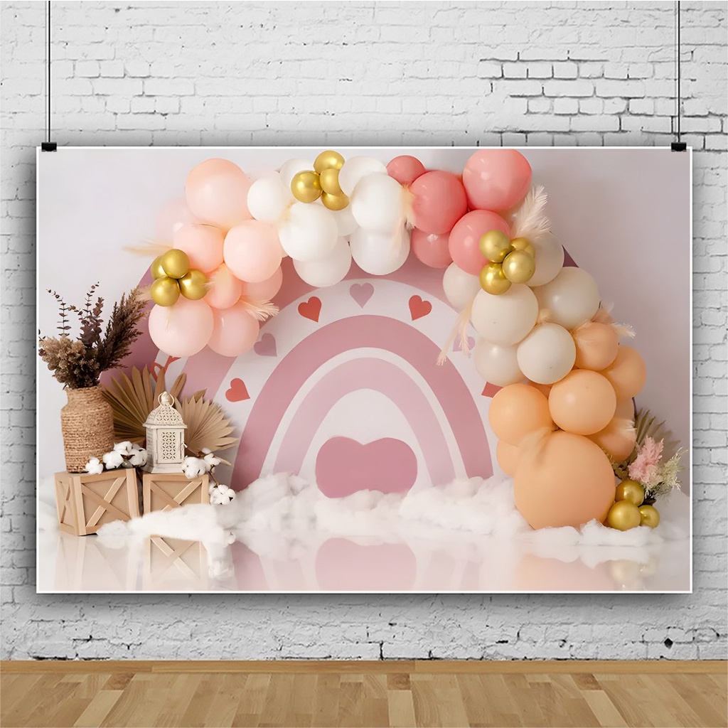Rainbow Boho Party Backdrop For Family Baby Shower Children Little Girl ...