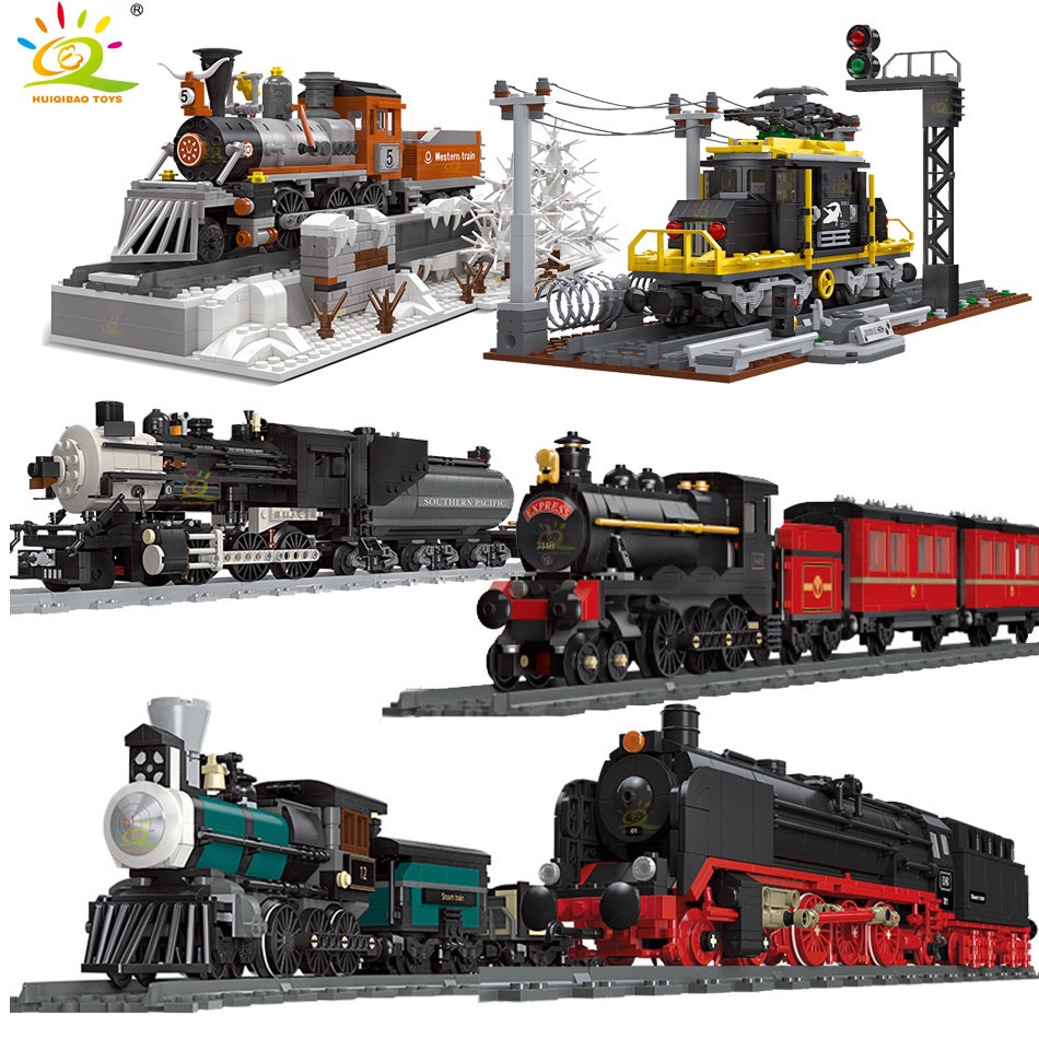 Simulation steam locomotive blocks toys train building blocks small ...