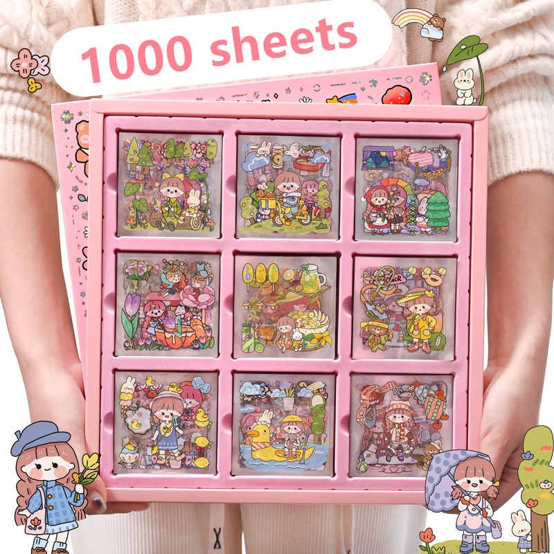 1000 Pasting Paper waterproof hand ledger Stickers children girl labels ...