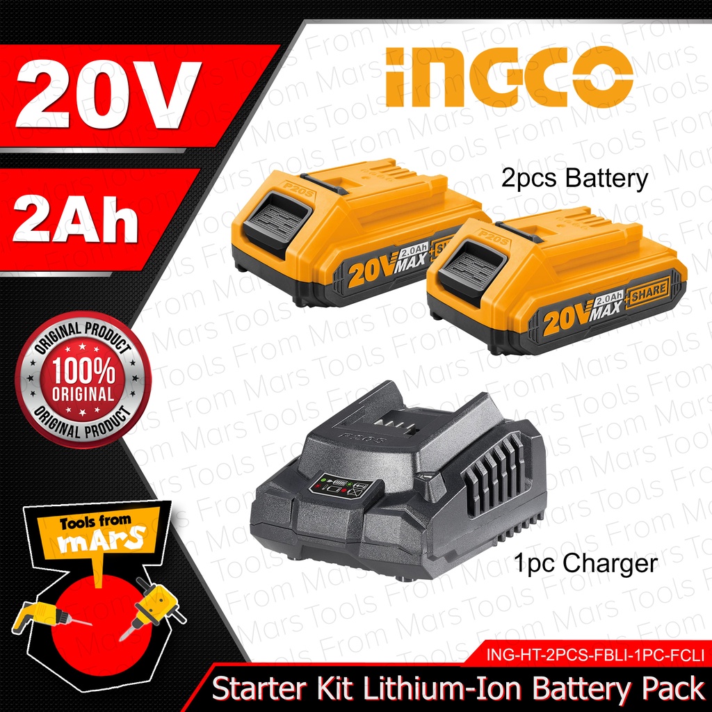 INGCO Starter Kit Lithium-Ion Battery Pack 20V FBLI2001+Fast ...