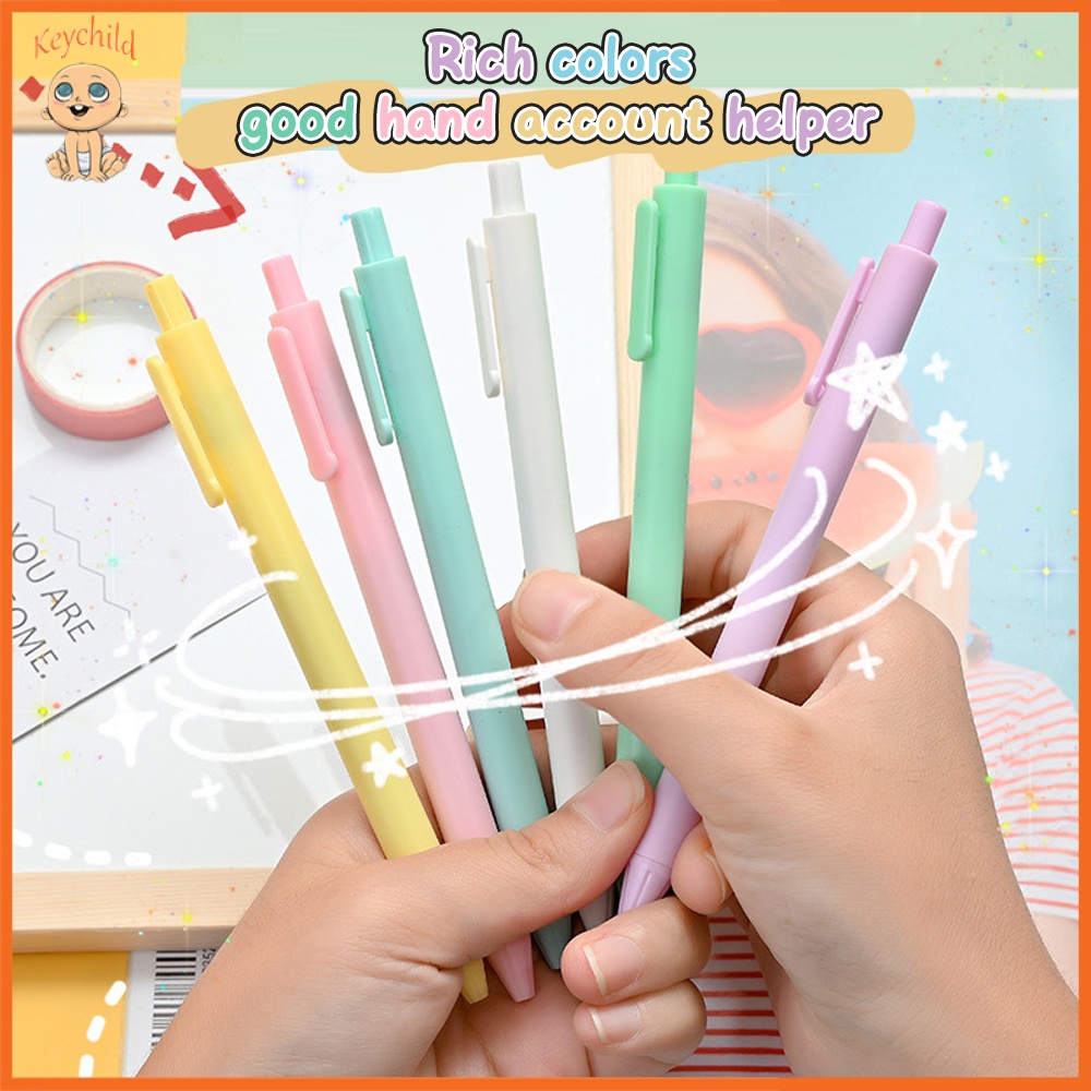 【COD】Macaron gel pen simple pressing black pen student office ...