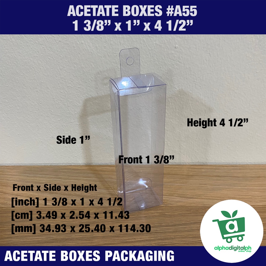 Acetate Boxes #A55 1 3/8" x 1" x 4 1/2" 10 pcs | Shopee Philippines