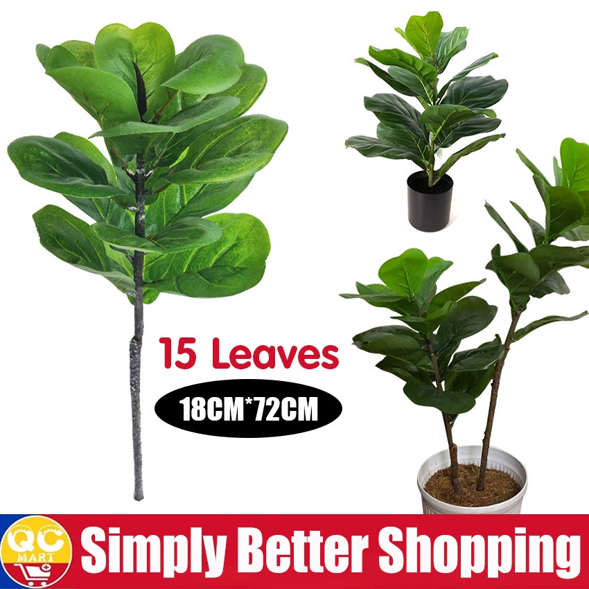 72CM Artificial Fiddle Leaf Fig Tree Faux Plants Ficus Bush Greenery ...