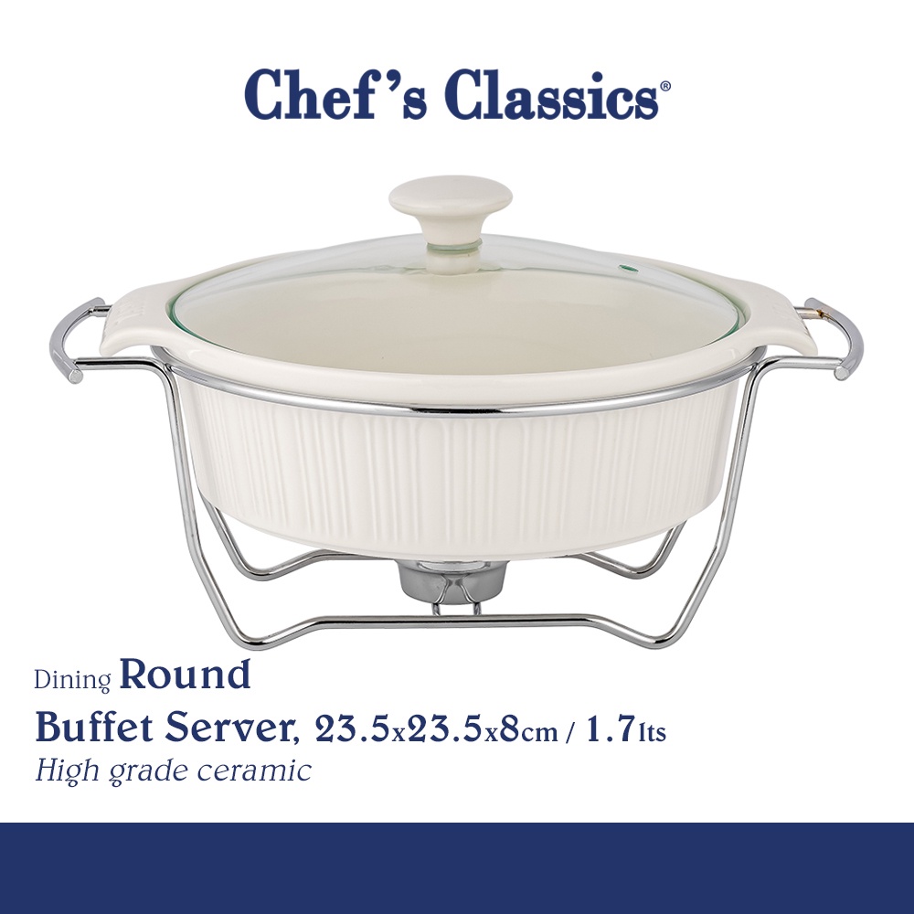 Chef's Classics Dining Ceramic Round Buffet Food Server, 23.5x23.5x8cm ...