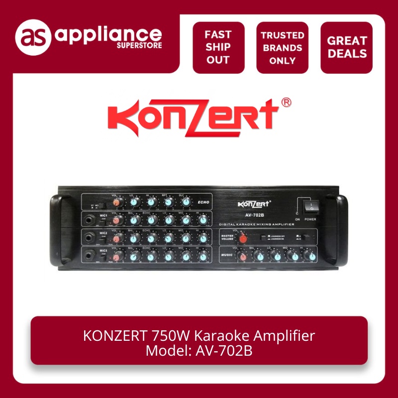 KONZERT 750W Karaoke Amplifier with Mixing Console & 3 Mic Input AV-702B | Shopee Philippines