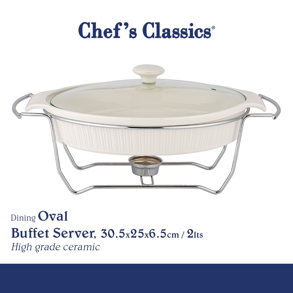 Chef's Classics Dining Ceramic Oval Buffet Food Server, 30.5x25x6.5cm ...