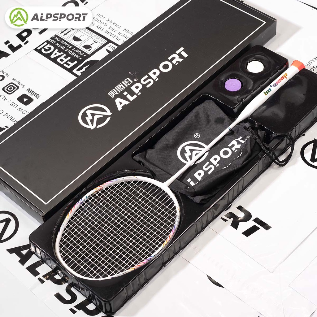 ALP BBQ2.0 Badminton Racket White Super Light 8U Titanium Alloy Shock ...