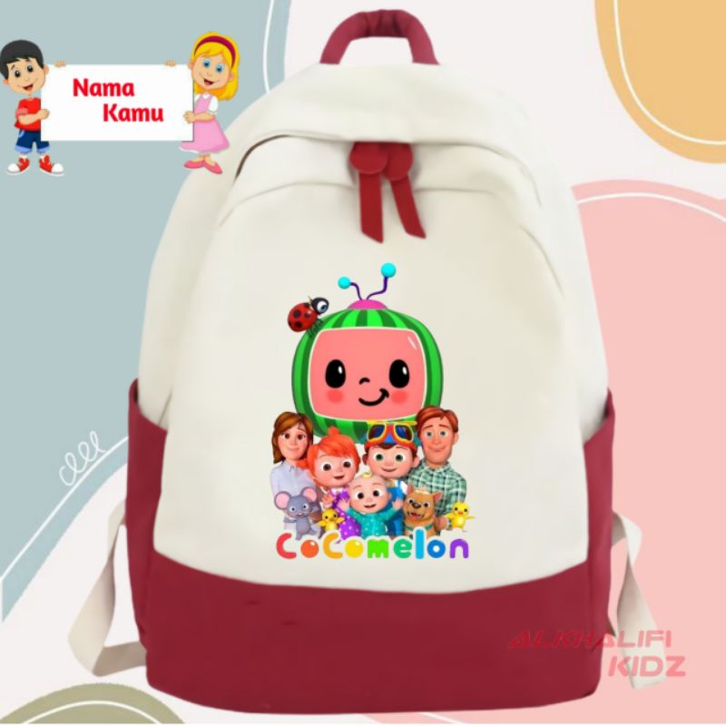 Cocomelon Children's Bag Children's Backpack Free Name | Shopee Philippines