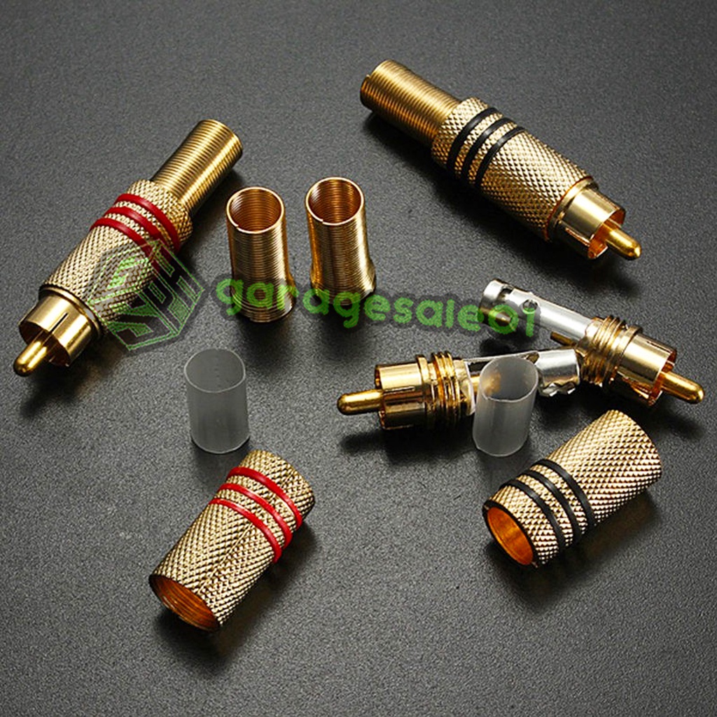 2PCS Gold Plated RCA Connector Plug Audio Male Connector With Spring ...