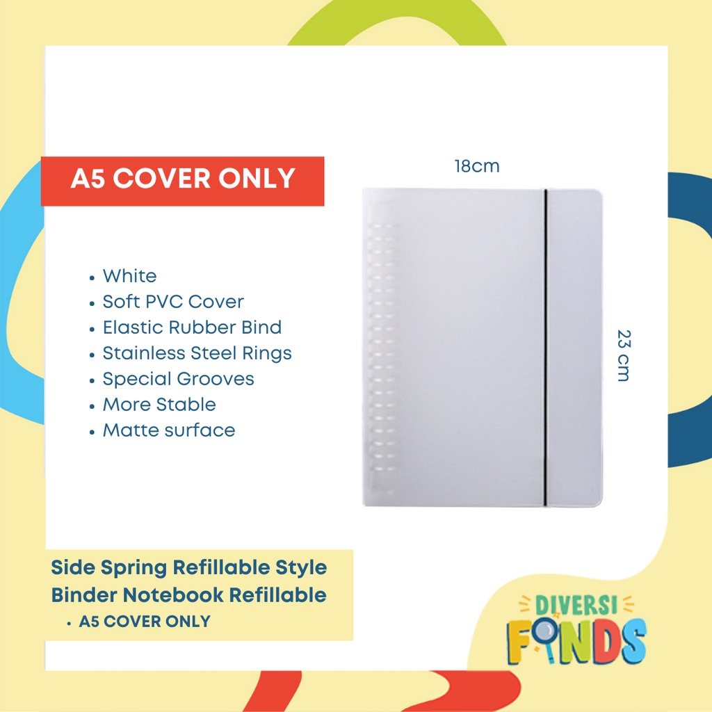 Side Spring Refillable Style Binding Notebook 60 SHEETS - Size A5 and ...