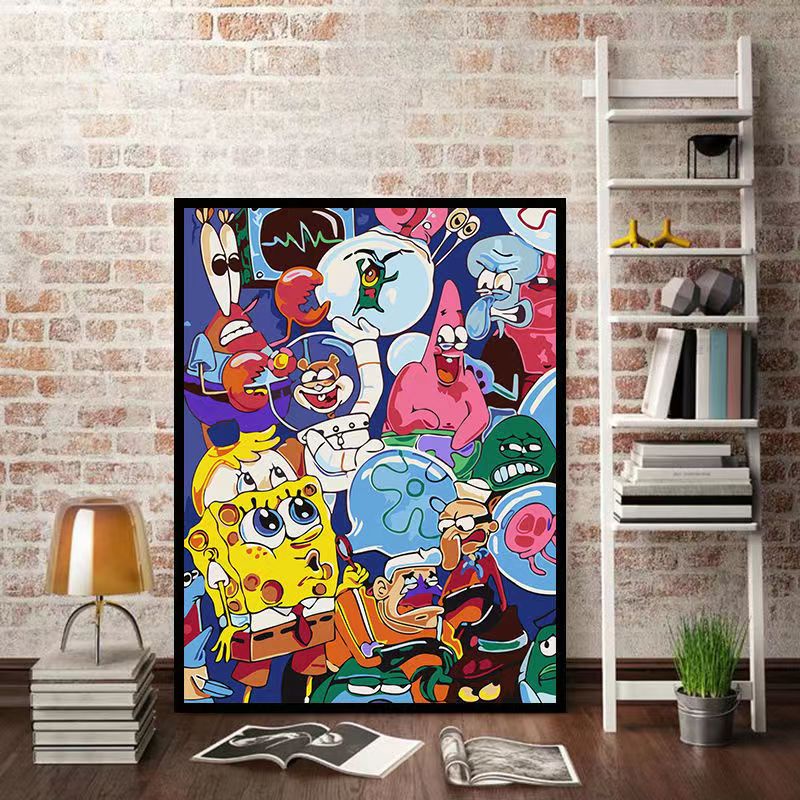 Nong Yang 30*40cm-paint by number SpongeBob SquarePants/diy paint by ...