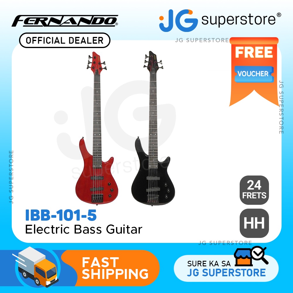 Fernando IBB-101 5-String 24 Frets Electric Bass Guitar with HH Pickups ...
