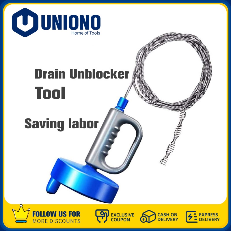 Uniono Drain Unblocker Tool Clog Flexible Auger Snake Rod SinkTub Sewer ...