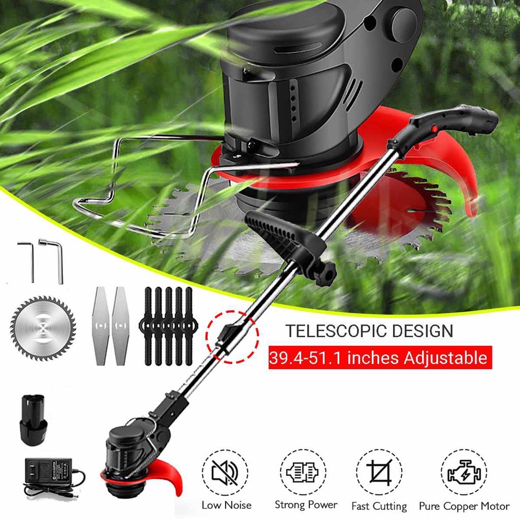 PinSan 12V Grass Cutter Trimmer Electric Lawn Mower Rechargeable Grass ...
