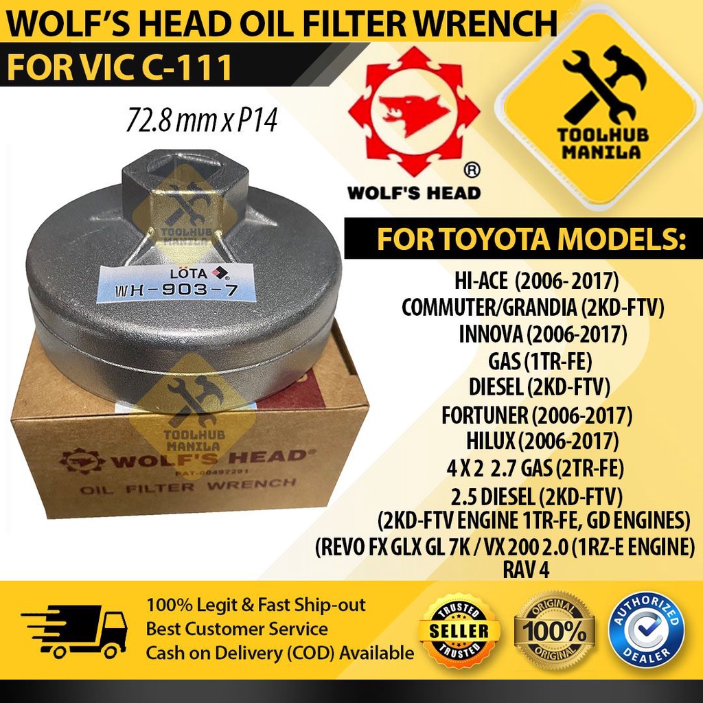 Wolf`s Head Oil Filter Wrench for C-111 Oil Filter Toyota Hi-ace ...