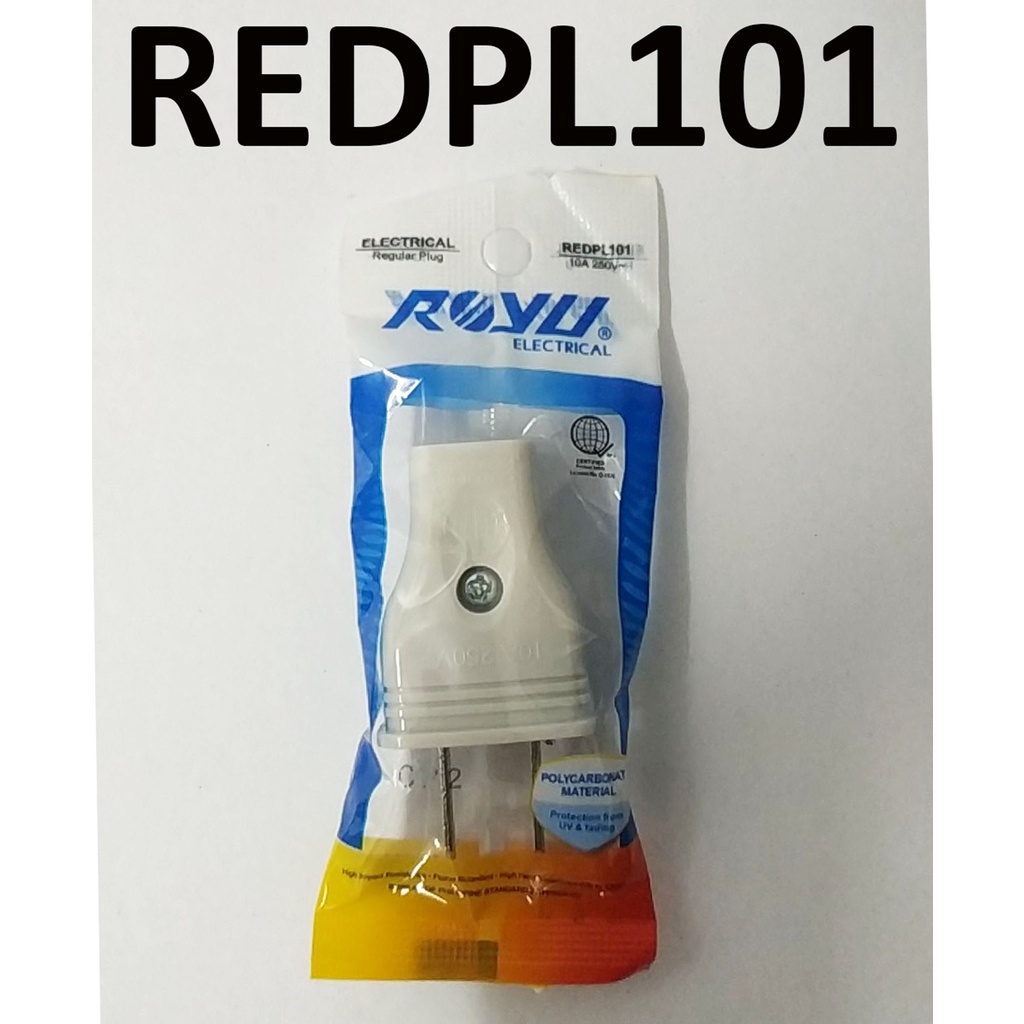 ORIGINAL ROYU REGULAR PLUG 10A 250V PART NO. REDPL101 ...