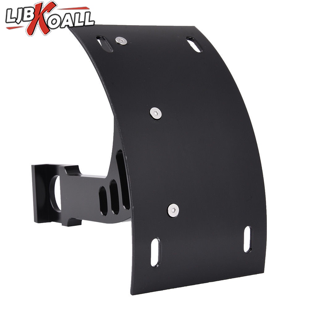 LJBKOALL Black Chrome Swingarm Side Mount Curve License Plate Bracket ...