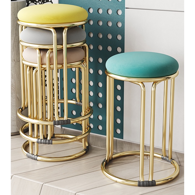 Grey Nordic Dining Chairs Lounge Modern Round Stool Living Room Bar ...