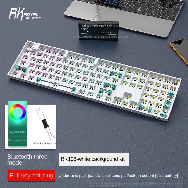 RK108 Mechanical Keyboard Kit RGB Light Bluetooth Three-mode 2.4G ...