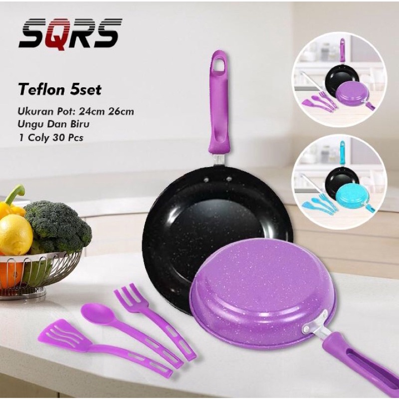 Teflon 5set SQRS/Fry Pan Set/Teflon SQRS | Shopee Philippines