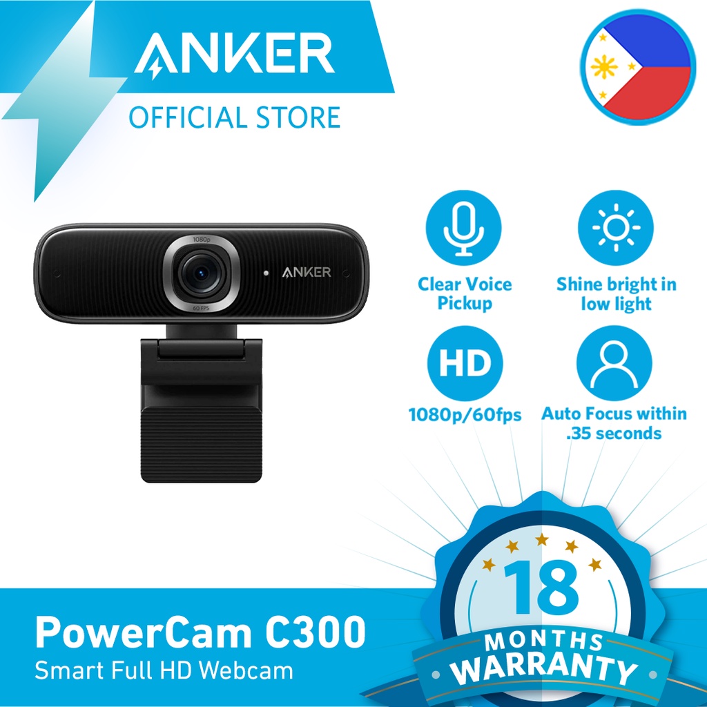 Anker PowerCam C300 Smart Full HD Webcam, 1080p 60 FPS, Noise ...