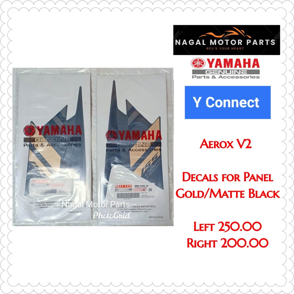 DECALS FOR PANEL BLACK GOLD AEROX V2 Y CONNECT YAMAHA GENUINE PARTS ...