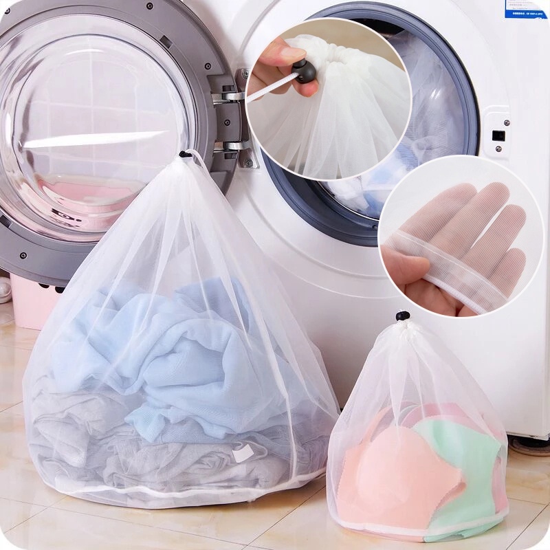 Mesh Laundry Bag Large Washing Net Bag With Lockable Drawstring Clothes ...