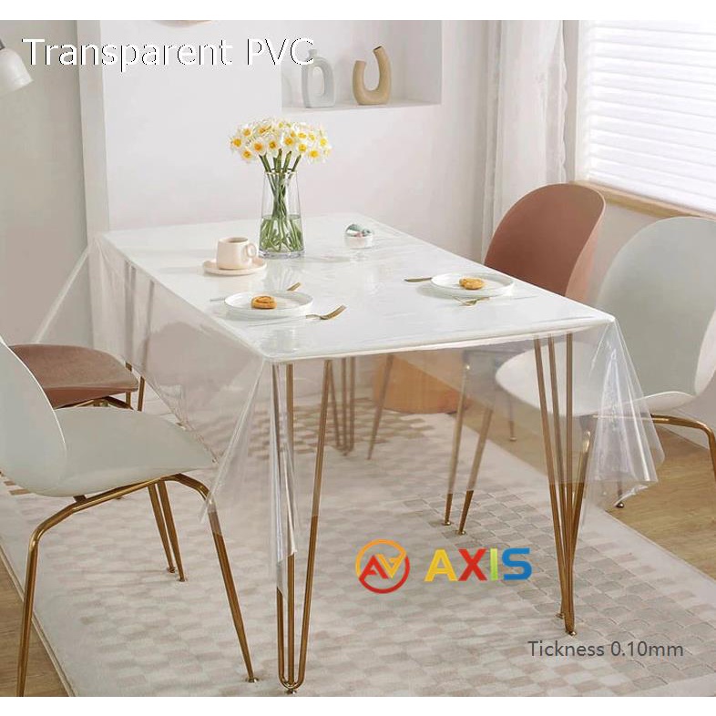 0.10mm thick PVC transparent Tablecloth overlock oilcloth waterproof ...