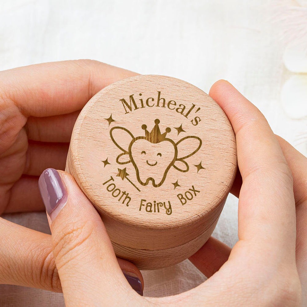 Personalised First Teeth Keepsake Box with Name Wooden Tooth Fairy Box ...