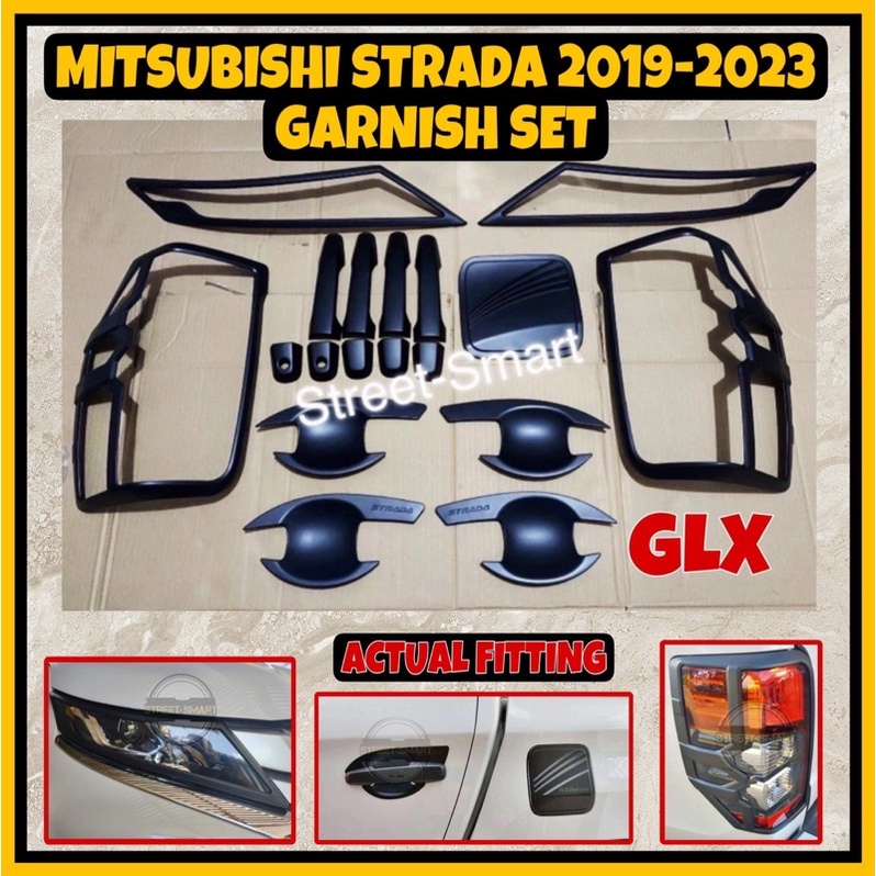 MITSUBISHI STRADA 2019-2023 (GLX) GARNISH SET in Matte Black | Shopee ...