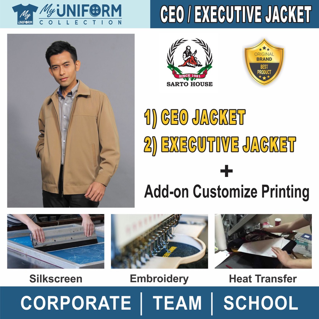 Sarto House CEO / Executive Jacket with customize logo printing ...