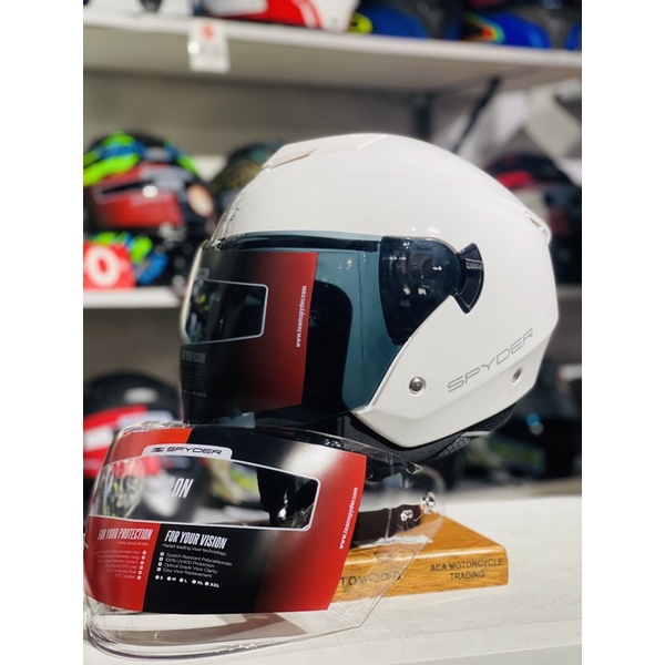 SPYDER ZYLON Half-Face Dual Visor Helmet (w/ Spare Visor) | Shopee ...