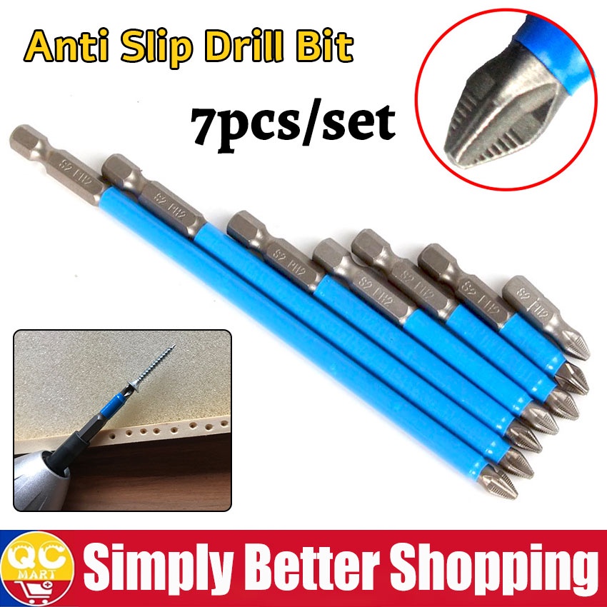 7Pcs Cross Head Magnetic Anti-Slip Screwdriver Drill Bit PH2 Electric ...