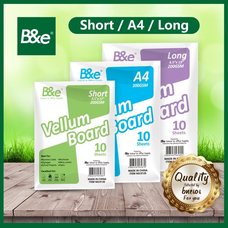 bnesos Stationary School Supplies Vellum Board 200gsm White Short Long ...